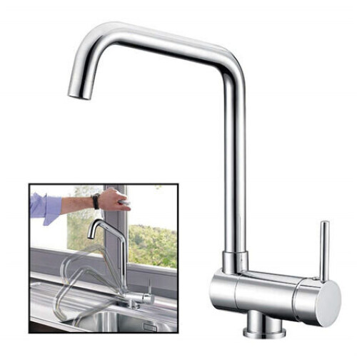 Sink Mixer Tap Folding Spout 360Â Rotating in Brushed Nickel Steel ...