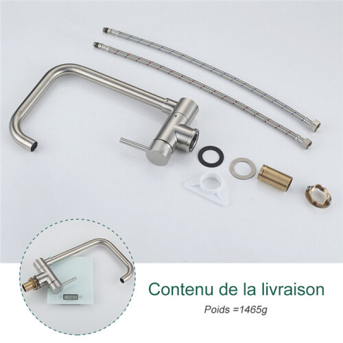 Sink Mixer Tap Folding Spout 360Â Rotating in Brushed Nickel Steel ...