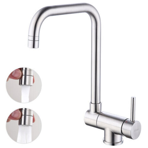 Sink Mixer Tap Folding Spout 360Â Rotating in Brushed Nickel Steel ...