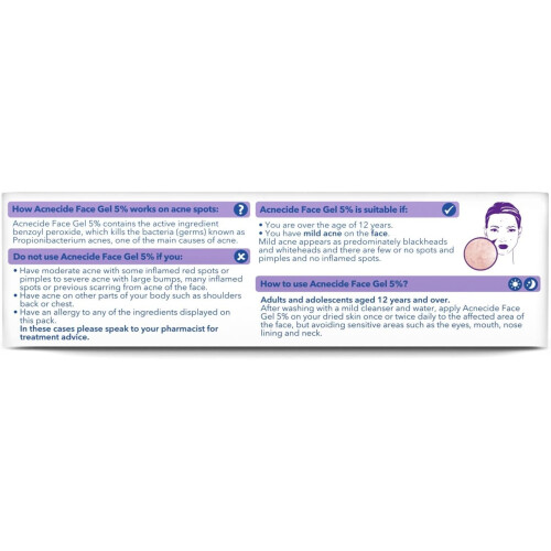 Acnecide Face Gel 15g, For Acne&Spot Treatment With 5%Benzoyl Peroxide ...