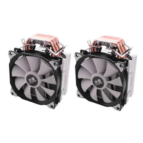 2X 4PIN CPU Cooler 6 Heatpipe Single Fan Cooling 12cm Fan LGA775 1151 ...