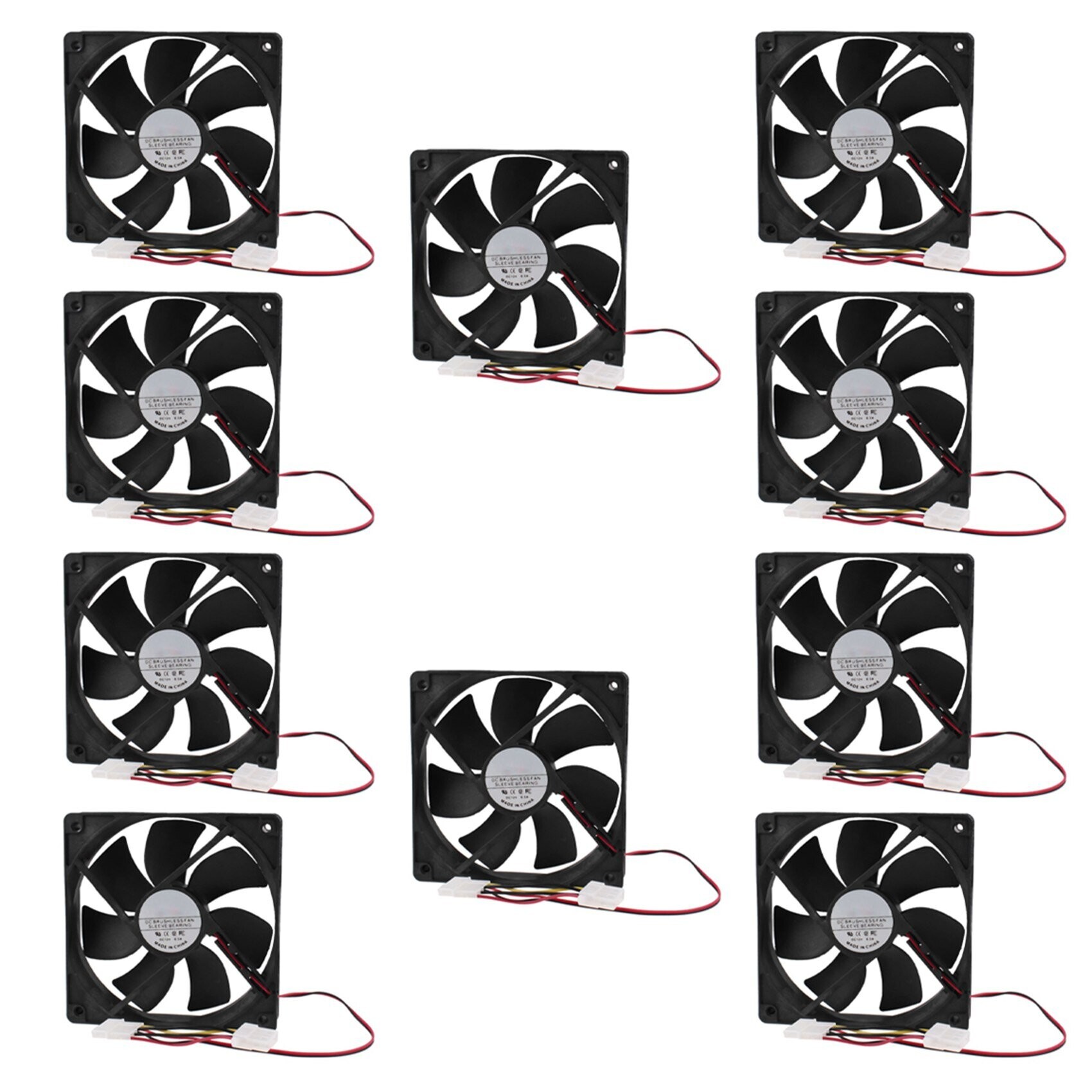 10X PC Brushless DC Cooling Fan 4 Pin Connector 7 Blades 12V 12cm 120mm ...