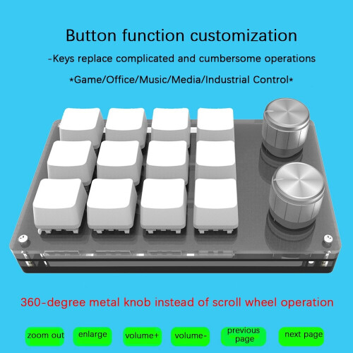 12-Key+2-Knob Custom Keypad 12-Key OSU Gaming Mini One-Handed ...