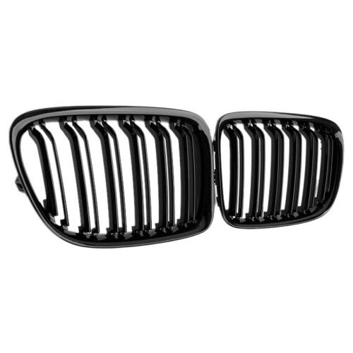 Glossy Black Front Bumper Dual Slat Front Kidney Grill Grille For X1 ...