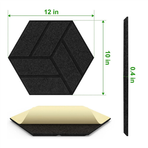 12 Pack Self-Adhesive Acoustic Panels,Hexagon Sound Proof Foam Panels ...