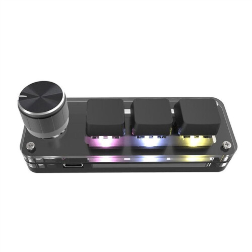 3 Keys Knob RGB Gaming Keyboard Programming Keypad Mini Mechanical ...