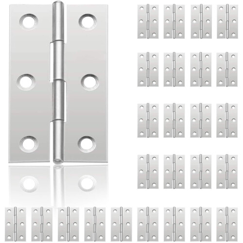 Pack of 24 Hinge Stainless Steel Door Hinge with 6 Mounting Holes Small ...