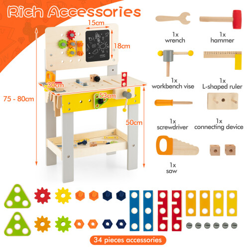 Wooden Tool Workbench Toy for Kids Work Bench Construction Toys on OnBuy