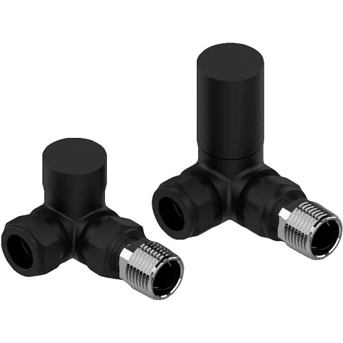Designer Matt Black Corner Radiator Valves Pair 15mm x 1/2" Towel Rail ...