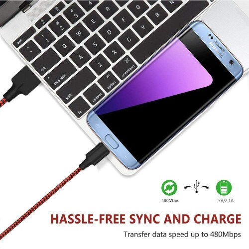 USB Data Cable Android Data Cable 2M 2 Pack Nylon Braided USB Data ...