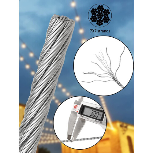 15M Garden Wire Rope Fence Wire Kit Stainless Steel Cable Railing Kit ...
