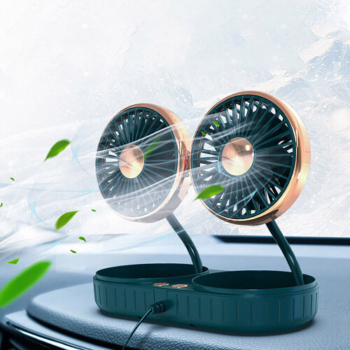 Car Fan USB Foldable Portable Vehicle Fan Dual Head Cooling Air Fan UK ...