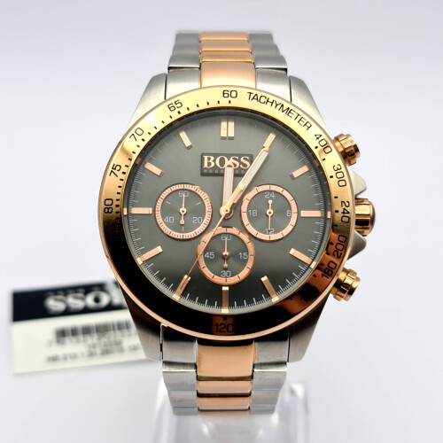 NEW HUGO BOSS IKON 1513339 GOLD SILVER TONE STAINLESS STEEL MENS WATCH ...