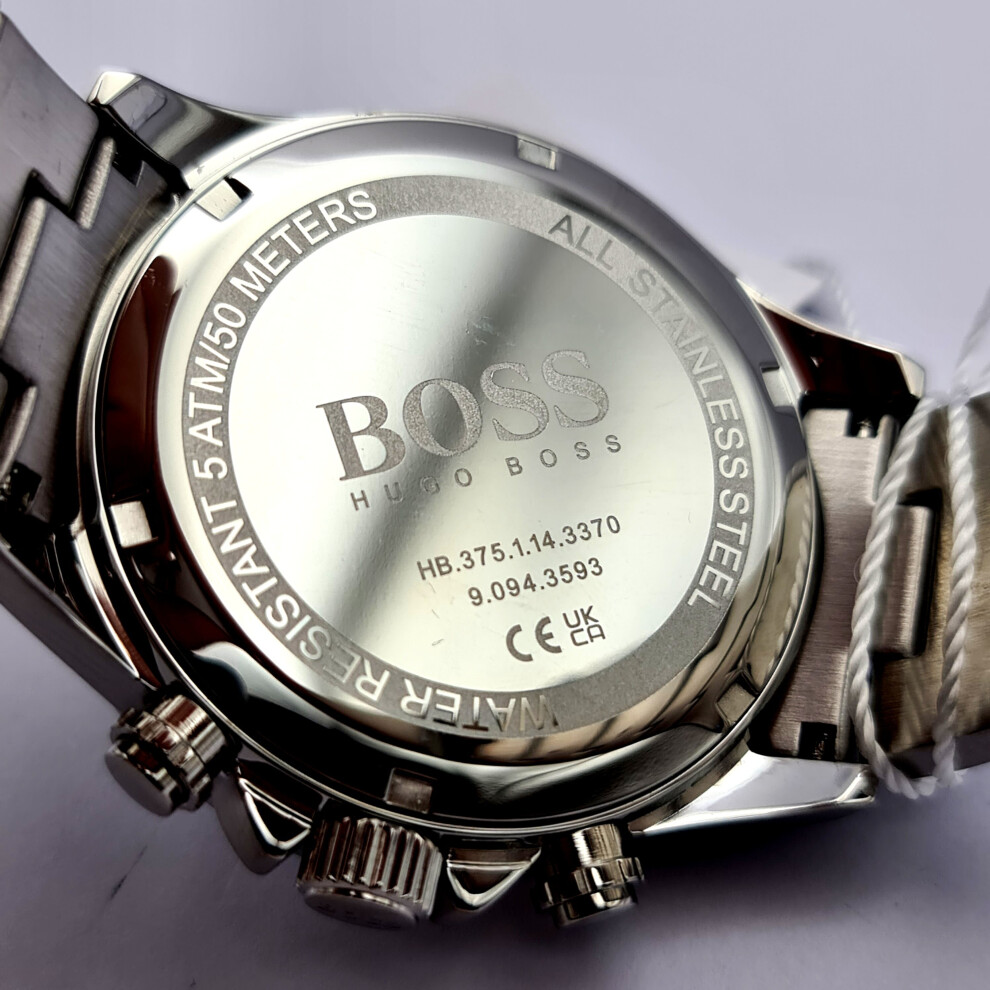 NEW HUGO BOSS 1513755 SILVER BLUE DIAL STAINLESS STEEL MEN'S WATCH on OnBuy