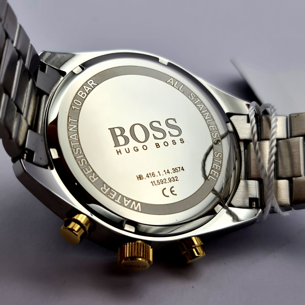 NEW HUGO BOSS CHAMPION HB1513878 SILVER GOLD & GREEN TONE MEN'S WATCH ...