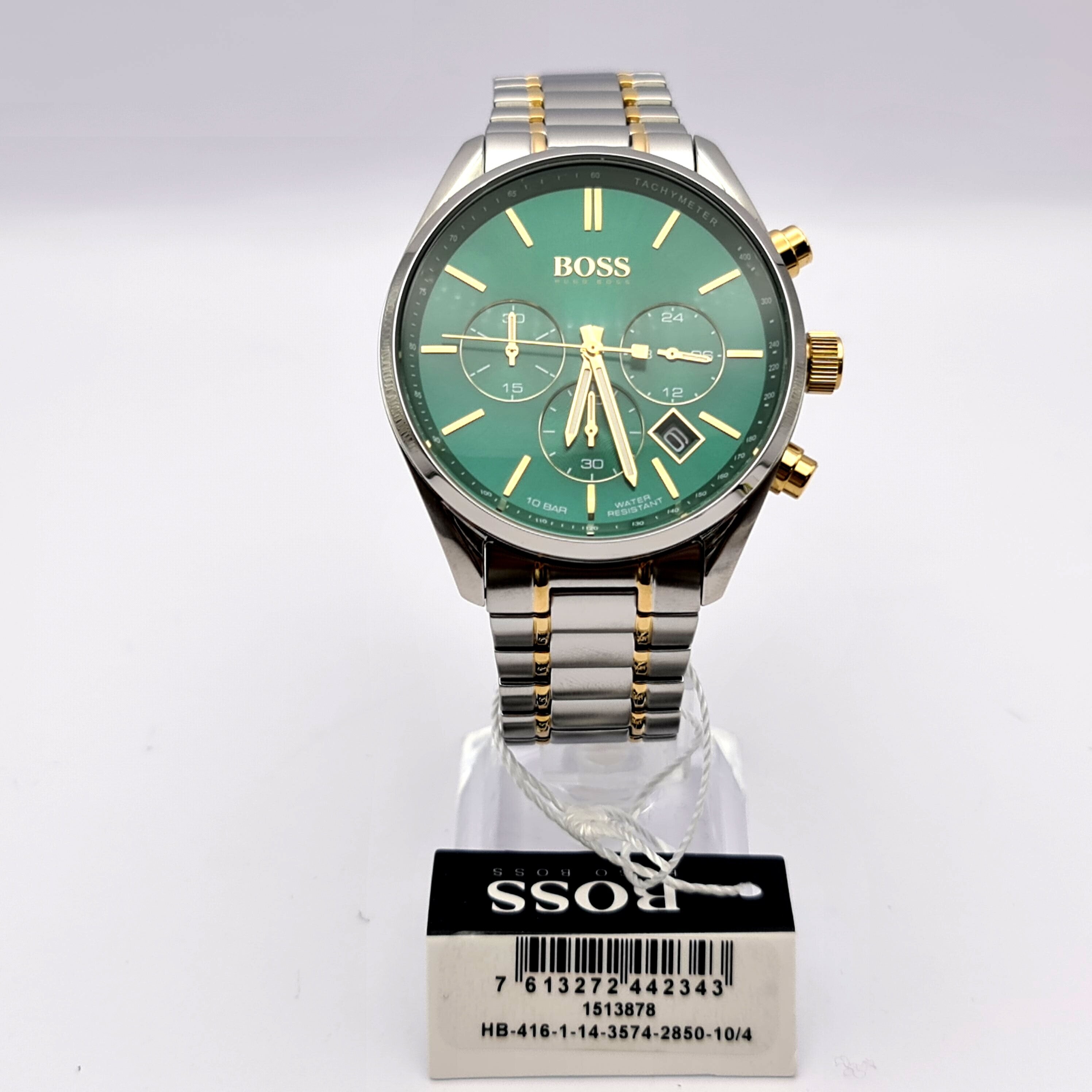 NEW HUGO BOSS CHAMPION HB1513878 SILVER GOLD & GREEN TONE MEN'S WATCH ...