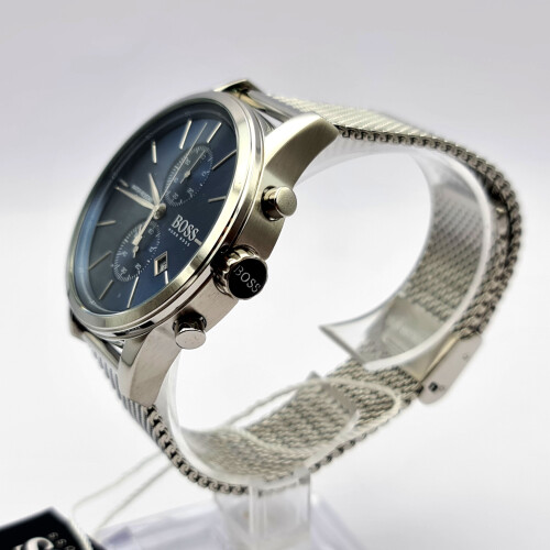 NEW HUGO BOSS 1513441 MENS JET BLUE DIAL MESH STRAP CHRONOGRAPH WATCH ...