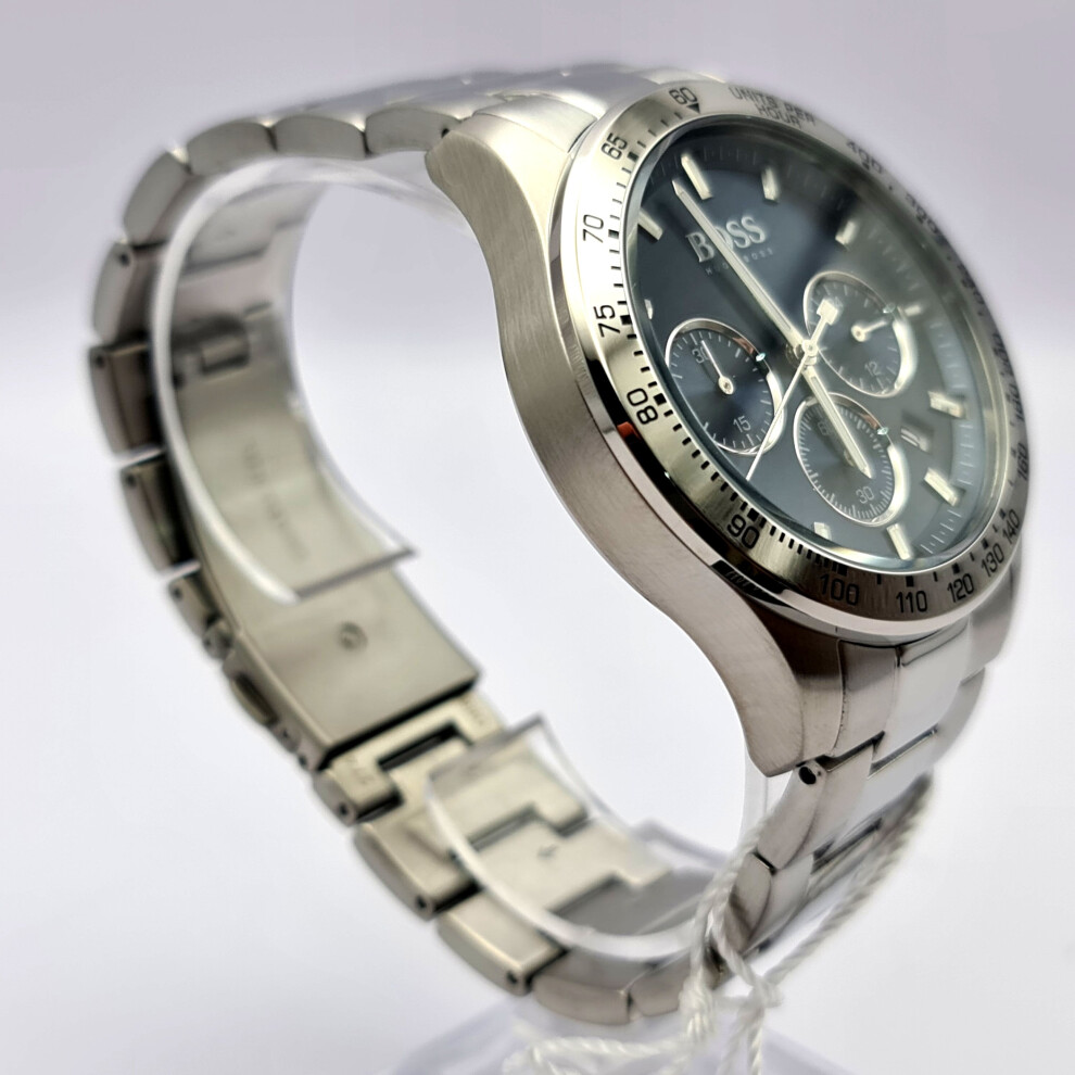 NEW HUGO BOSS 1513755 SILVER BLUE DIAL STAINLESS STEEL MEN'S WATCH on OnBuy