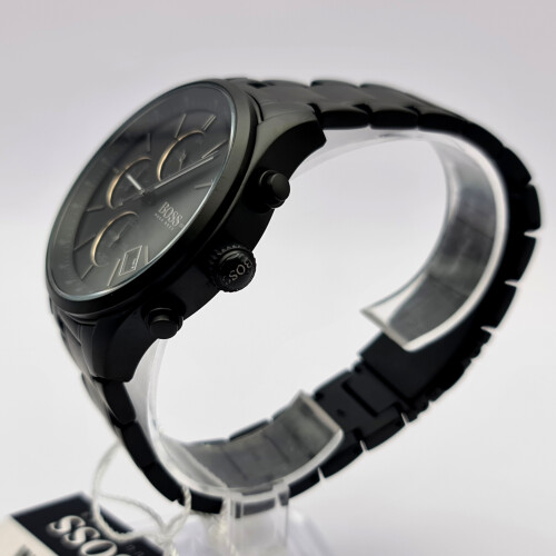 NEW HUGO BOSS GRAND PRIX 1513676 STAINLESS STEEL ALL BLACK MEN'S WATCH ...