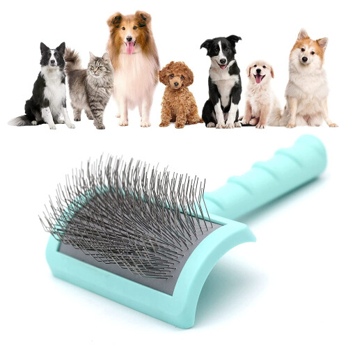 Extra Long Wire Pin Dog Slicker Brush, Grooming Pin Brush for Cat Deshedding Fur, Universal ...