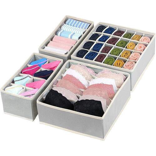 Underwear Drawer Organizer, 4 Pack Bra Sock Drawer Organizers For Women ...