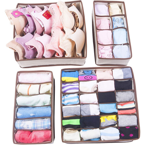 Underwear Drawer Organizer, 4 Pack Bra Sock Drawer Organizers For Women ...