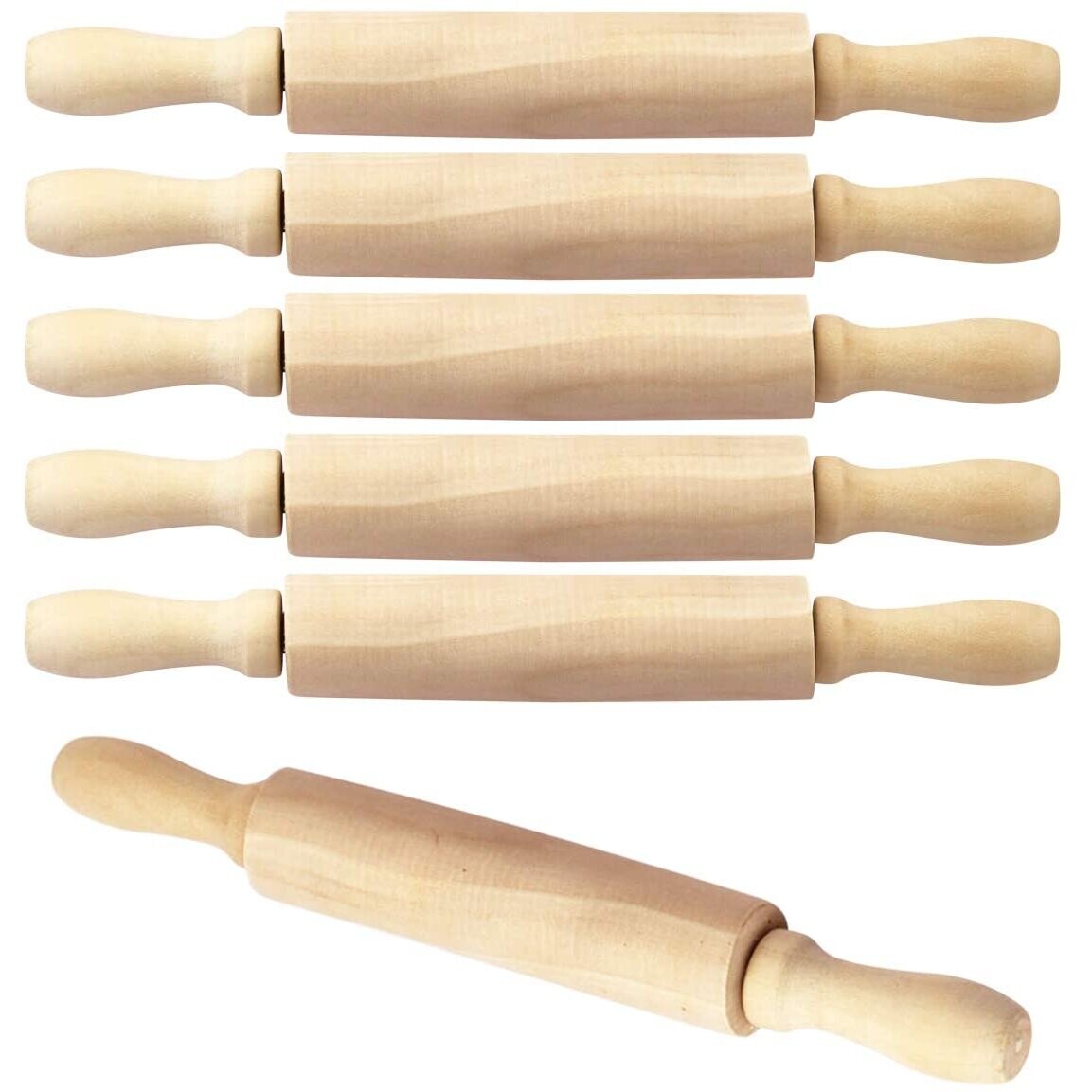 6 Pack 8 Inch Mini Wood Rolling Pin,Great for Children Kids Girls and ...