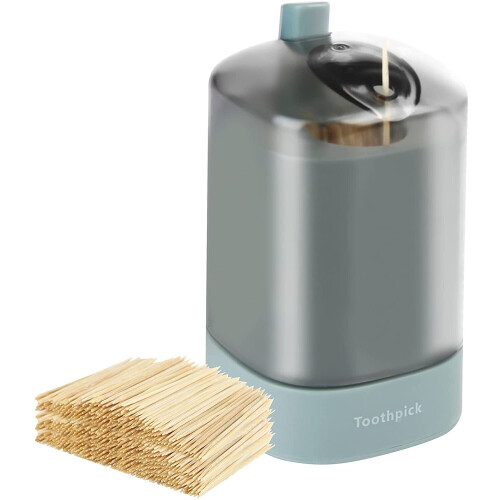 Toothpick Dispenser-With Bamboo Wooden Toothpicks [600 Count], Pop-Up ...