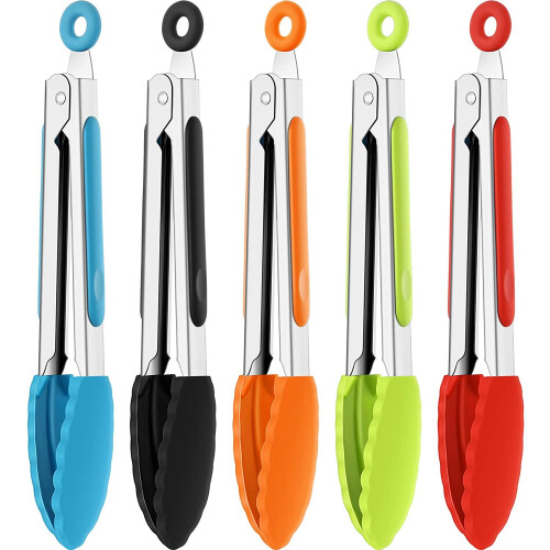 7 Inch Silicone Tongs Mini Kitchen Tongs with Silicone Tips Small ...