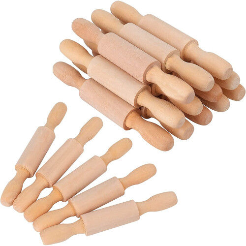 Set of 12 Mini Rolling Pin for Craft, 5 Inch Wooden Dough Roller, Small ...