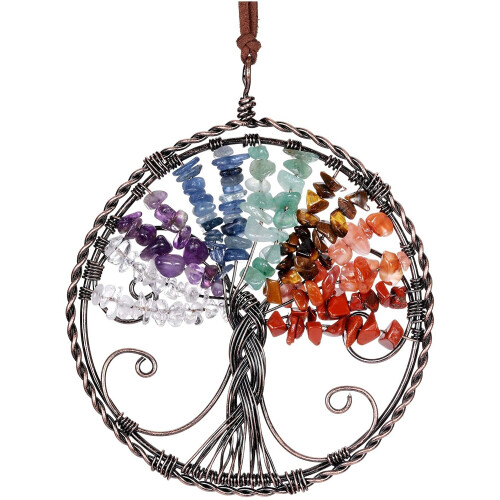 7 Chakra Reiki Healing Crystal Tree of Life Hanging Ornament Wire ...