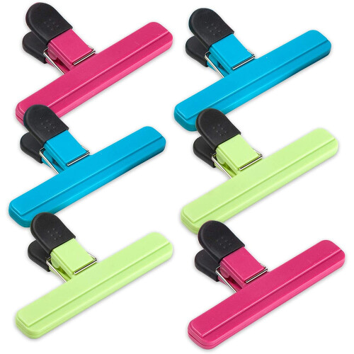 6Pack Large Size Chip Bag Clips, Assorted Colors foods Snacks Bag Paper ...