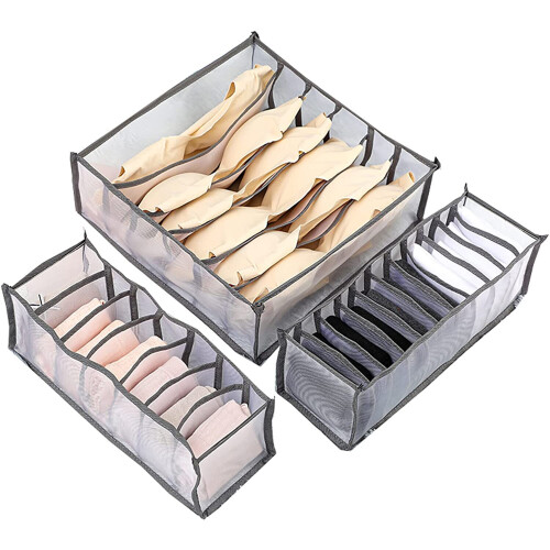 3 PCS Underwear Organizer, Bra Drawer Organizer Folding Closet Storage ...