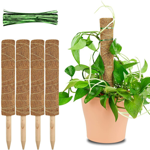 4 Pack 15.74 inch Climbing Plants Moss Pole-Coco Plant Pole for ...