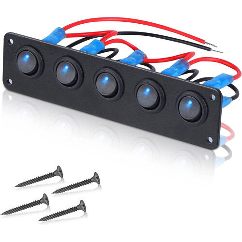 5 Sets 3 Pin Rocker Switch Panel, Waterproof Switch Toggle Switch 12V ...