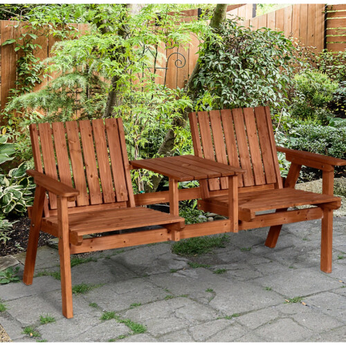 Rustic Garden Bench Companion Love Seat 2 Seater Wooden Patio Chairs ...