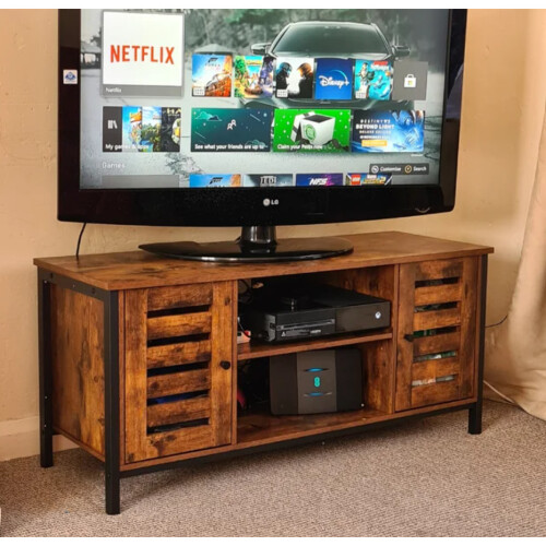 Industrial Style TV Stand Vintage Media Cabinet Rustic Metal Unit Retro ...