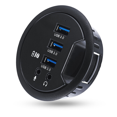 USB 3.0 to 3 Port USB 3.0 3.5mm Audio SPK Mic Hub Office Hole Table Hub ...
