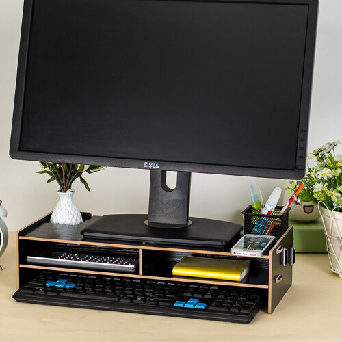 Assembled Computer Monitor Laptop Stand Rack 3 Layers Wood Office Table ...
