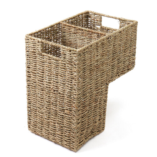 2 Compartments Wicker Handwoven Stair Step Storage Baskets on OnBuy
