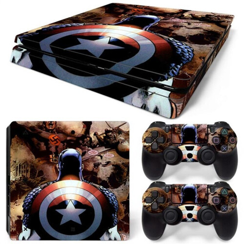 Marvel Iron Man Captain America Skin Sticker for PS4 Slim Console and ...