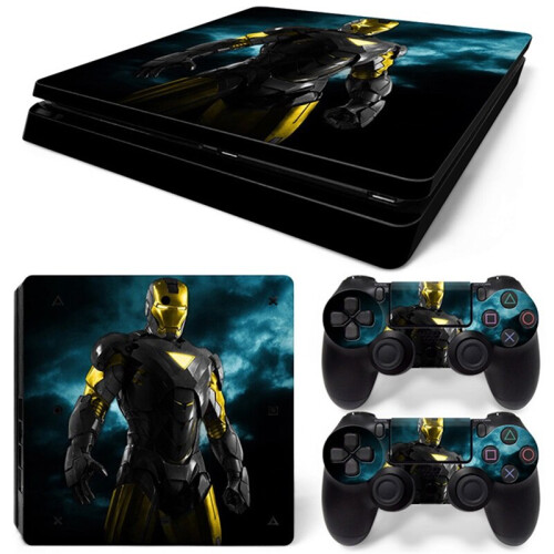 Marvel Iron Man Captain America Skin Sticker for PS4 Slim Console and ...