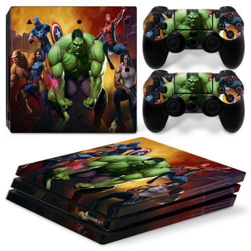 Marvel Lron Man Hulk Spider Man Skin Sticker for PS4 Slim Console and ...