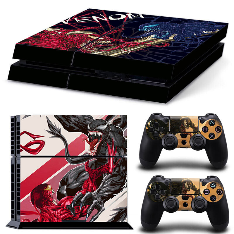Venom Spider Man Skin Sticker for PS4 Slim Console and 2 Controllers ...