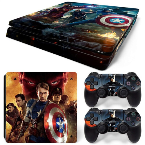 Marvel Iron Man Captain America Skin Sticker for PS4 Slim Console and ...