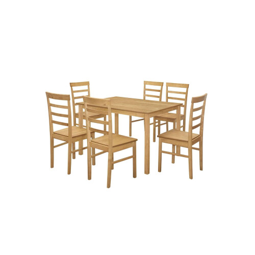 Oak Rectangular Kitchen Dining Set Table 6 Chairs Solid Wood Birlea ...