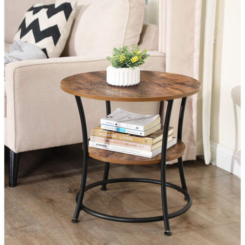 Industrial Side Table Rustic Metal End Storage Shelf Cabinet Vintage ...