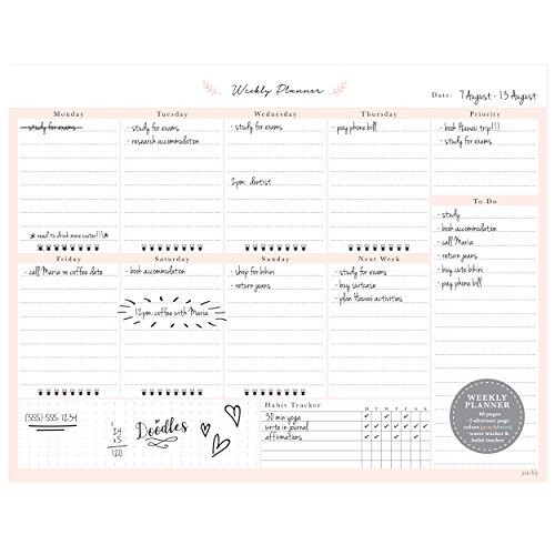 Weekly Planner Notepad 60 Weeks Tear Off Fern Peach Mint on OnBuy