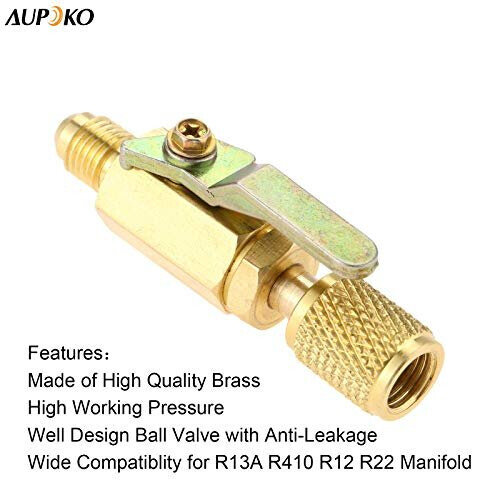 Ball Valve 14 SAE Adapter Air Conditioner Straight ShutOff Valve for ...