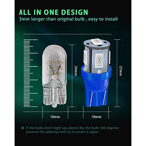 W5W Bulbs 501 LED Bulbs Blue T10 LED Bulbs 5630 5SMD T10 Capless LED Bulbs Wedge T10 Car Bulbs ...